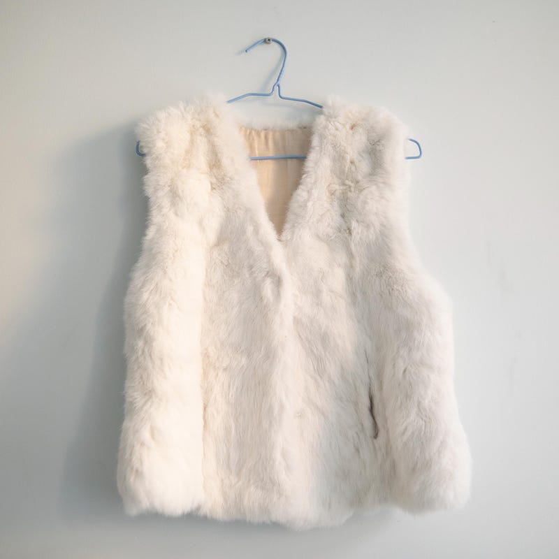 Vintage White Fur Vest - Etsy UK