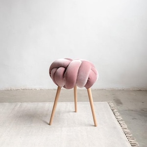 Blush Pink Velvet Knot Stool Velvet Stool Modern Velvet - Etsy