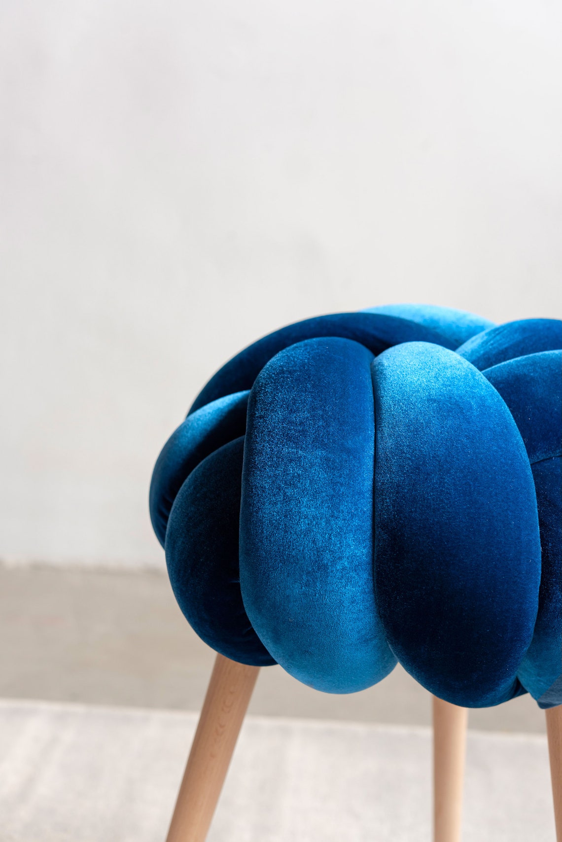 Royal Blue Velvet Knot Stool Velvet Stool Modern Velvet | Etsy
