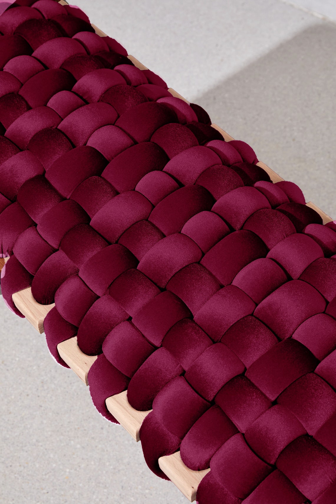 Woven Bench in Purple Velvet Wooden Bench Entrance Bench - Etsy