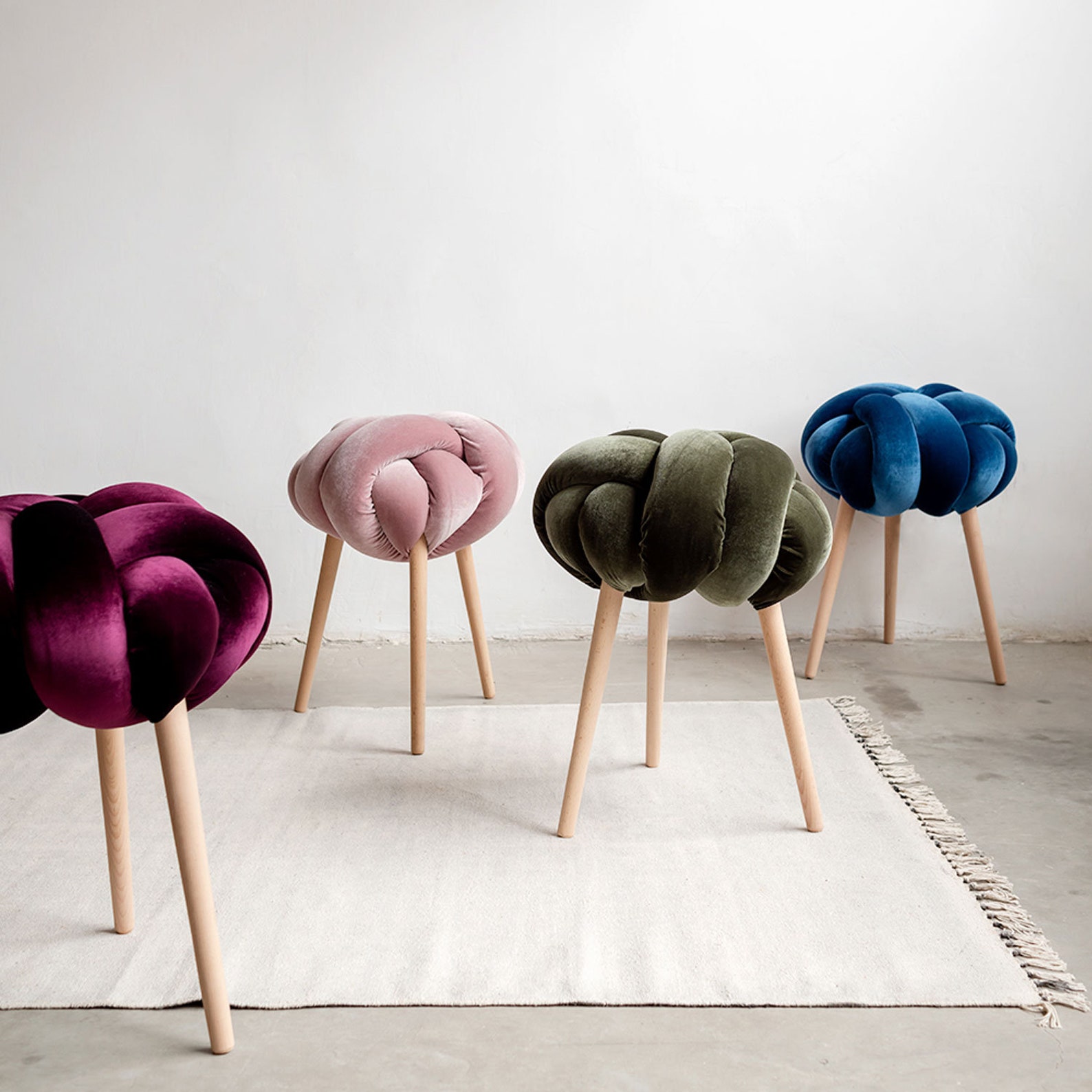 Royal Blue Velvet Knot Stool Velvet Stool Modern Velvet | Etsy