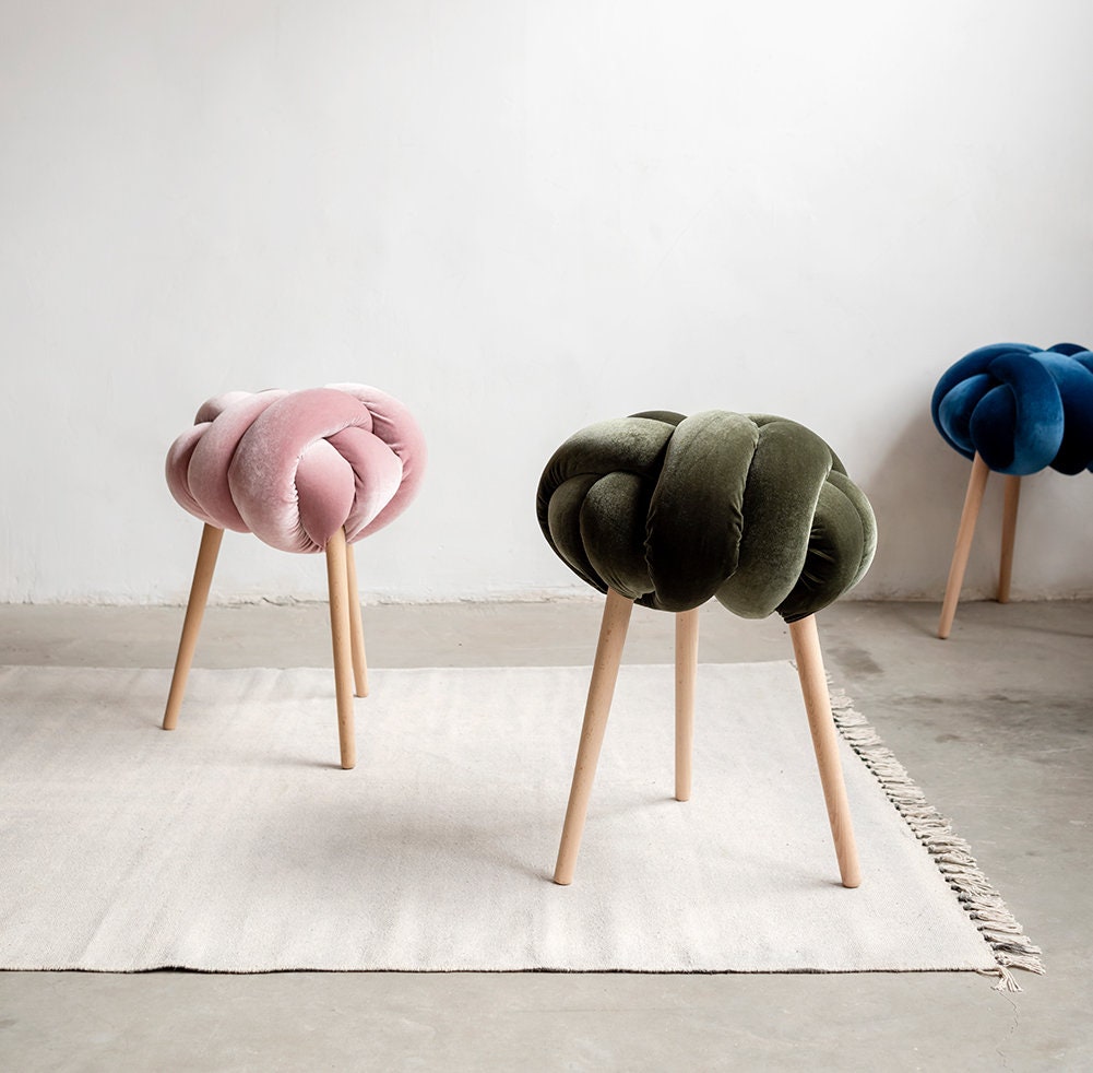 Blush Pink Velvet Knot Stool Velvet Stool Modern Velvet | Etsy