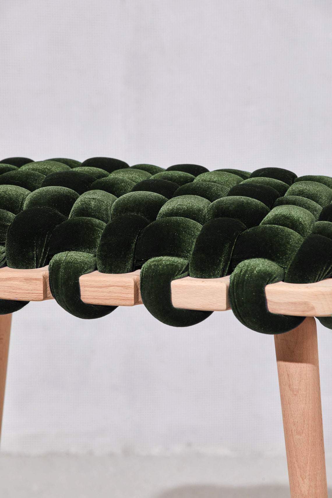 Woven Stool in Olive Green Velvet Velvet Stool Velvet - Etsy