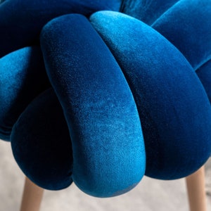 Royal Blue Velvet Knot Stool, Velvet Stool, Modern Velvet Stools ...