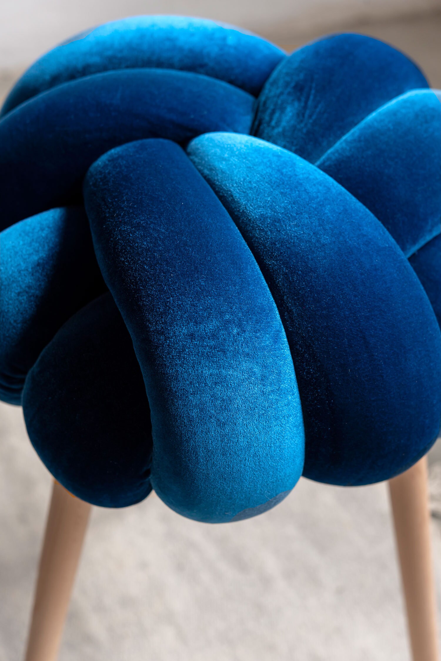 Royal Blue Velvet Knot Stool Velvet Stool Modern Velvet | Etsy
