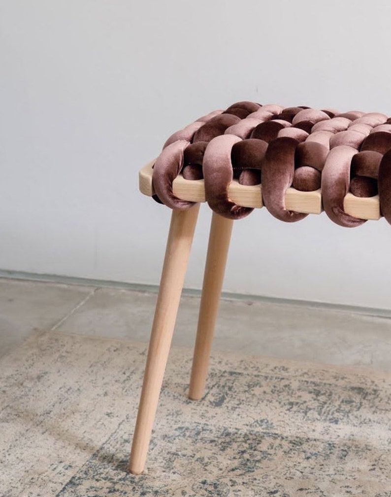 Woven Stool In Plum Velvet velvet stool velvet stools woven | Etsy