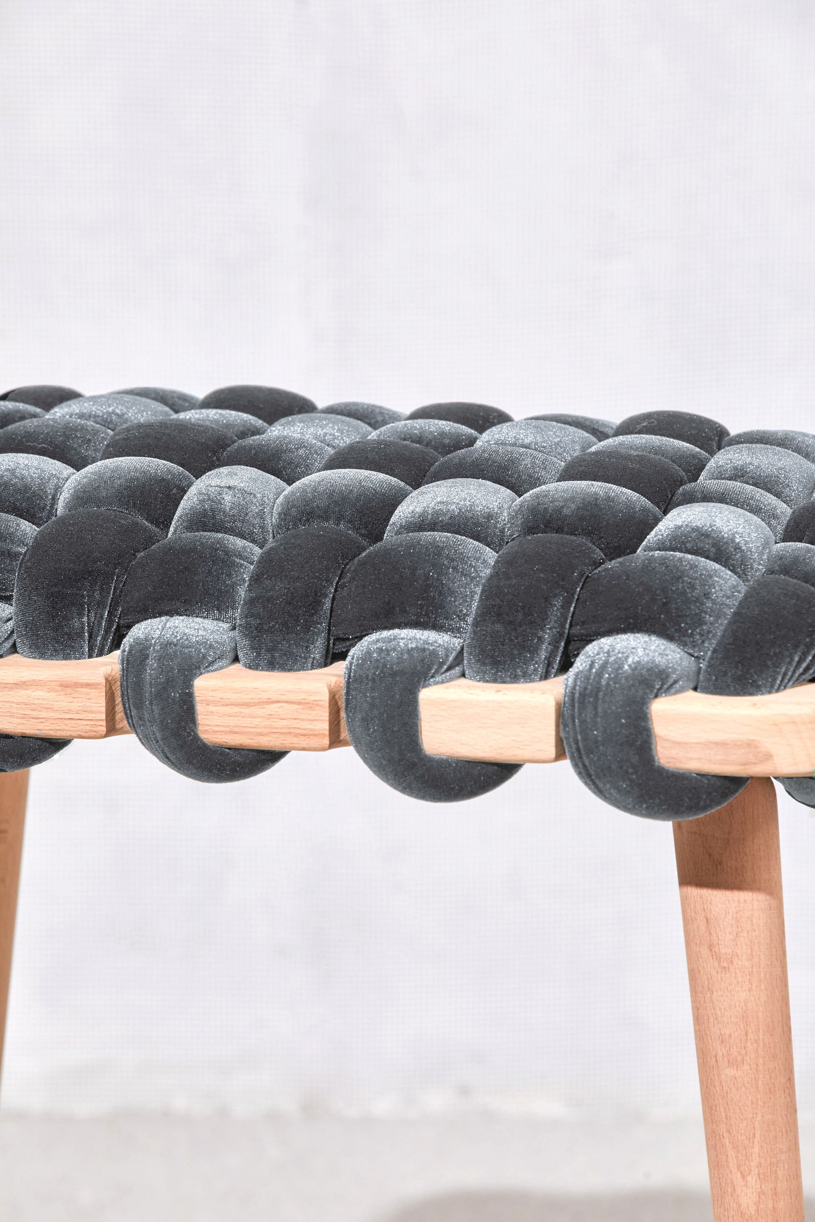 Woven Stool in Grey Velvet Velvet Stool Velvet Stools Woven - Etsy