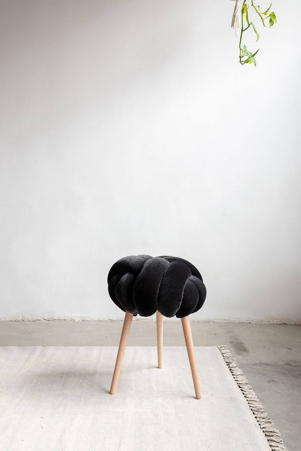 Black Velvet Knot Stool Velvet Stool Modern Velvet Stools - Etsy UK