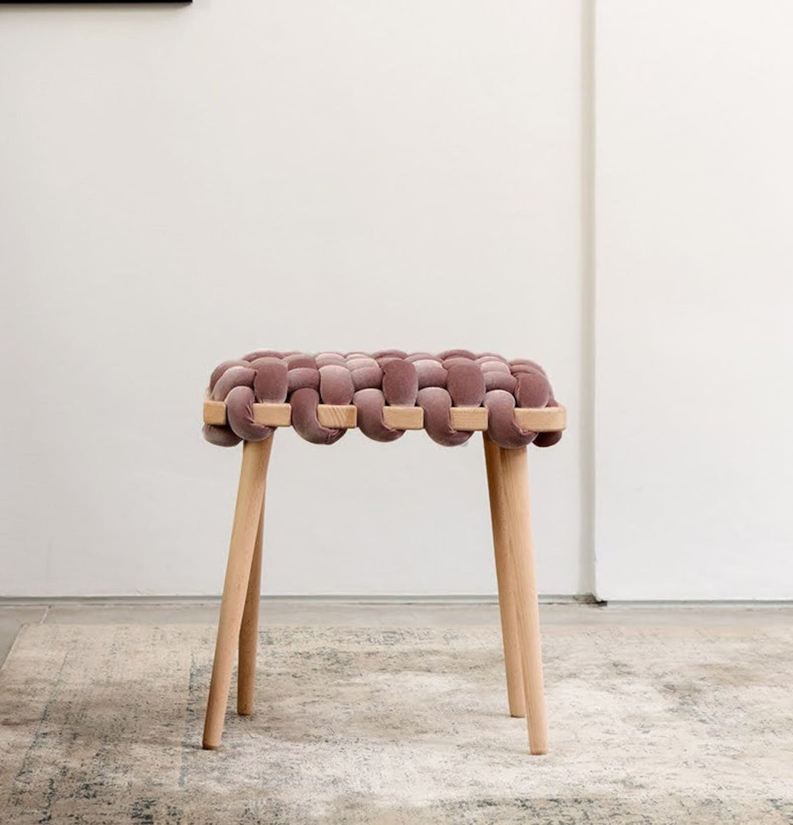 Woven Stool In Plum Velvet velvet stool velvet stools woven | Etsy