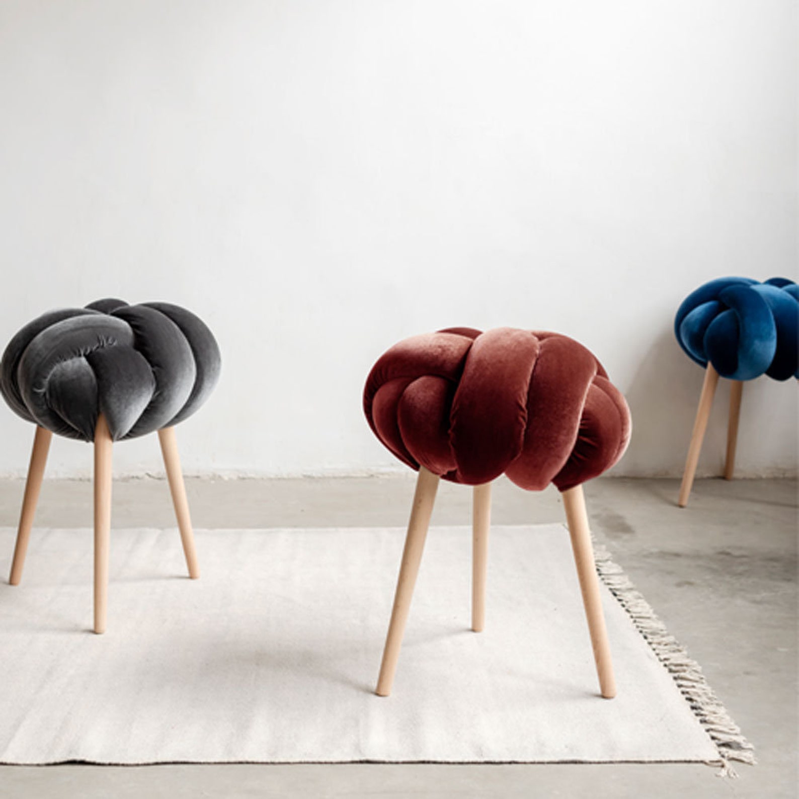 Emerald Green Velvet Knot Stoolvelvet Stool Modern Velvet - Etsy