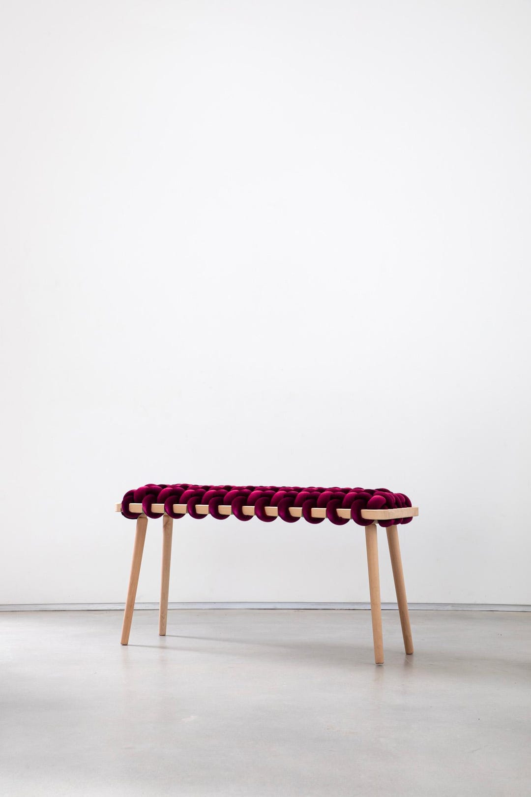 Purple Burgundy Woven Bench Entryway | Handmade Beechwood Hallway Bench ...