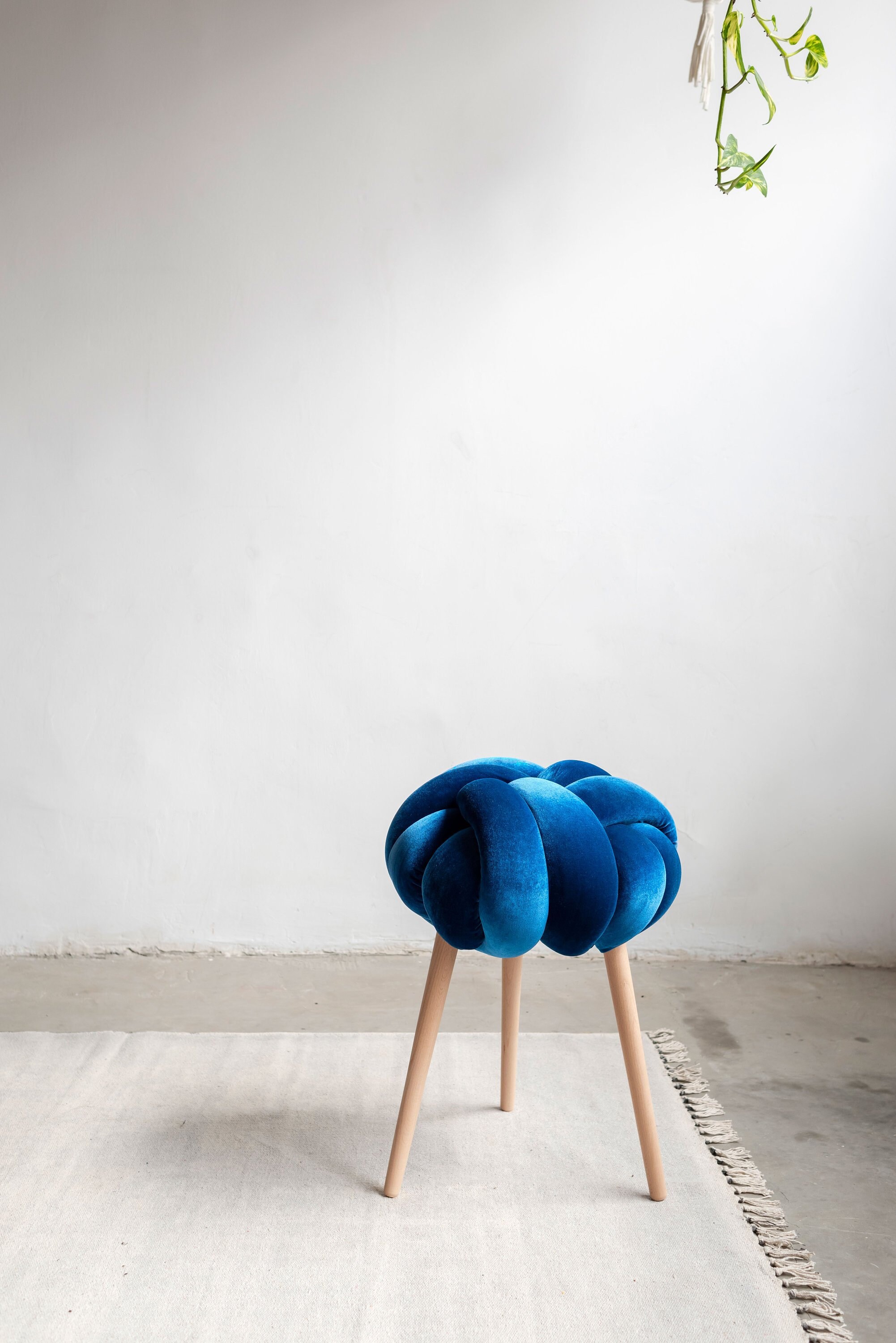 Royal Blue Velvet Knot Stool Velvet Stool Modern Velvet | Etsy