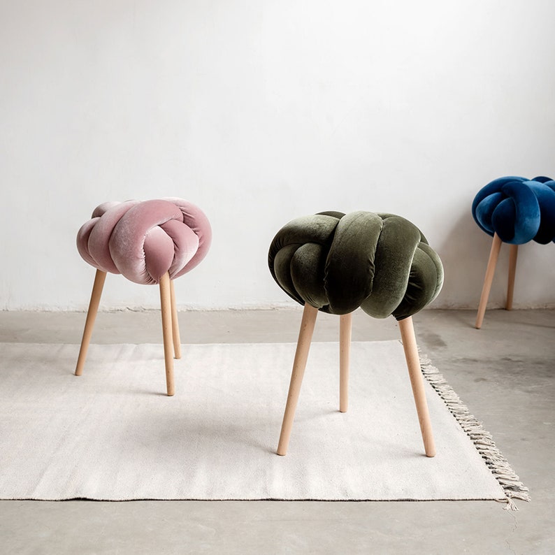 Sage Velvet Knot Stool Velvet Stool Modern Velvet Stools - Etsy