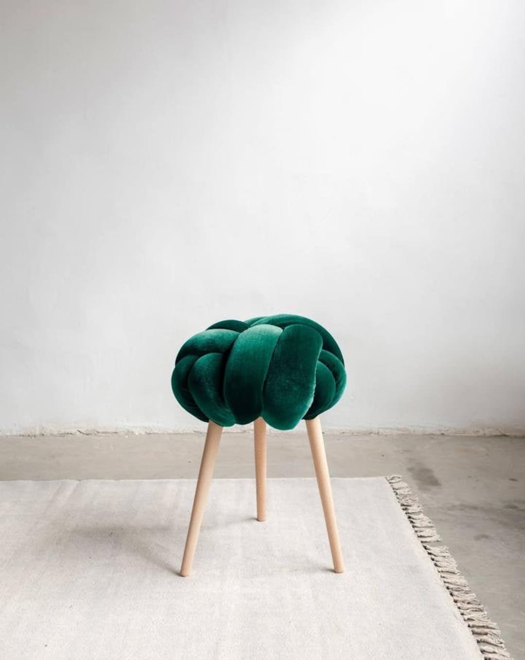 Emerald Green Velvet Knot Stool,velvet Stool, Modern Velvet Stools ...