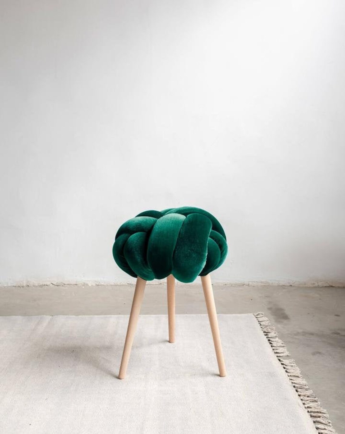 Emerald Green Velvet Knot Stoolvelvet Stool Modern Velvet - Etsy