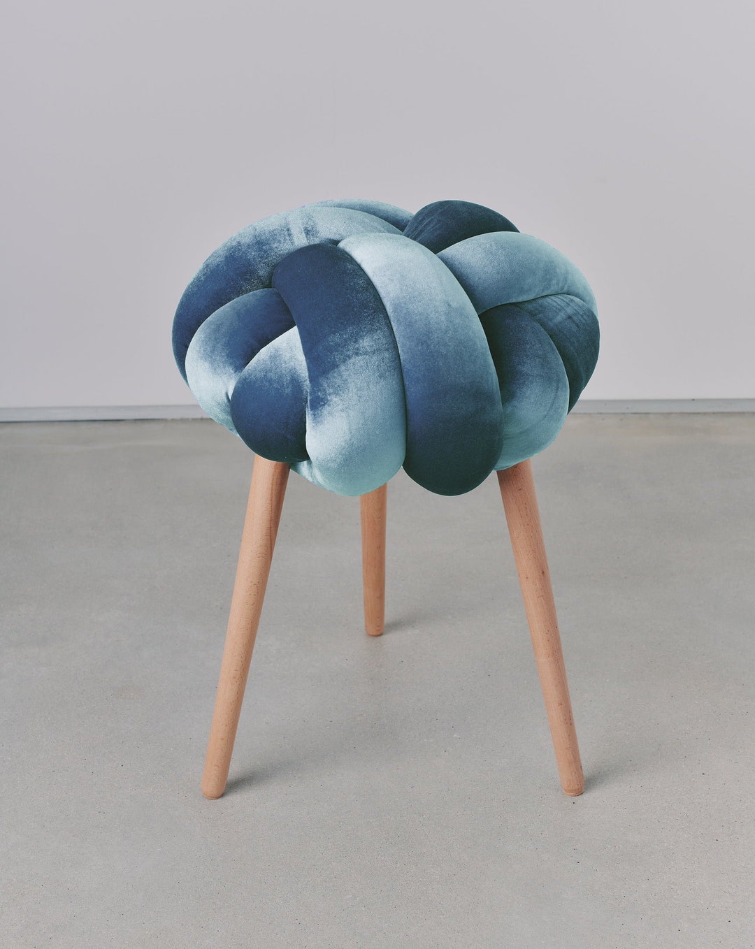 Sage Velvet Knot Stool, Velvet Stool, Modern Velvet Stools, Designer ...