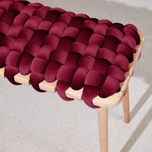 Woven Bench in Purple Velvet, Wooden Bench, Entrance Bench, Bedroom ...