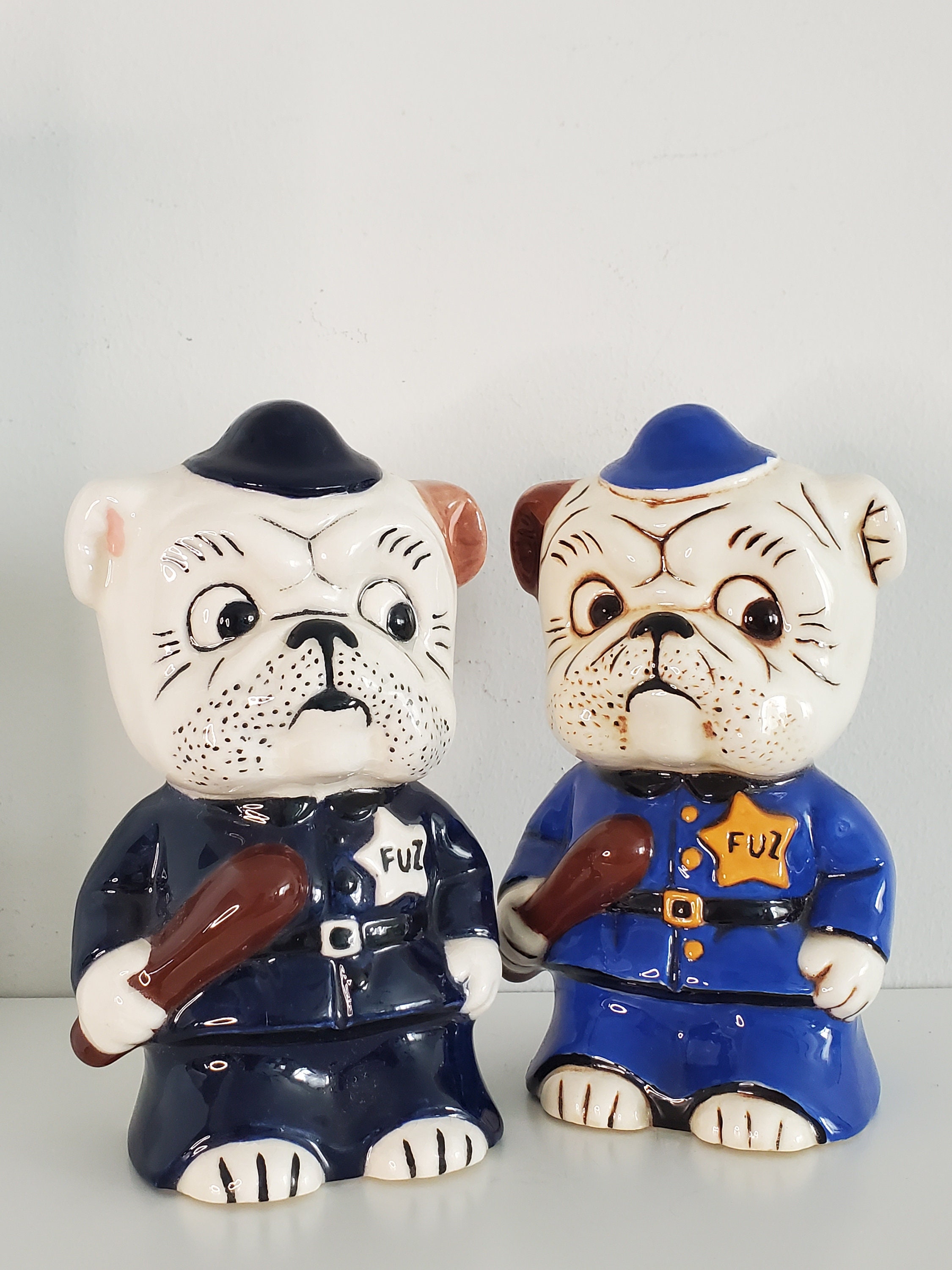 Ceramic Police Officer Dog Figurines, Vintage Dog Decor, Dog Lover Gift ...