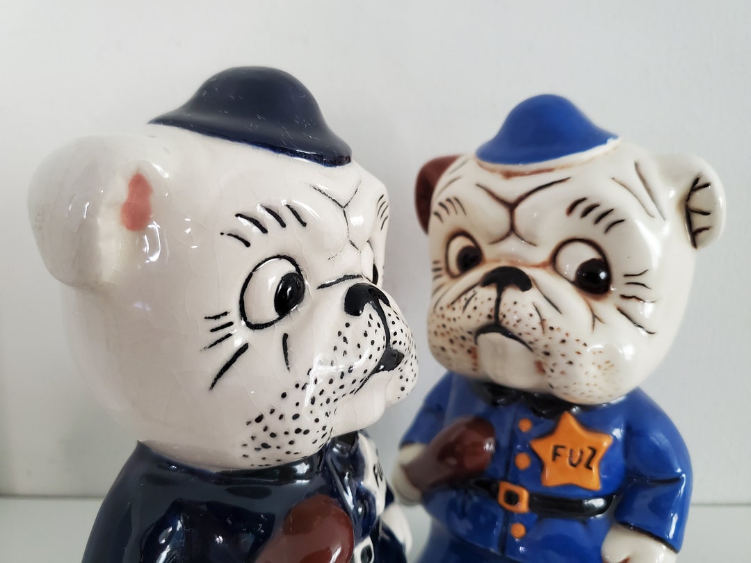 Ceramic Police Officer Dog Figurines, Vintage Dog Decor, Dog Lover Gift ...