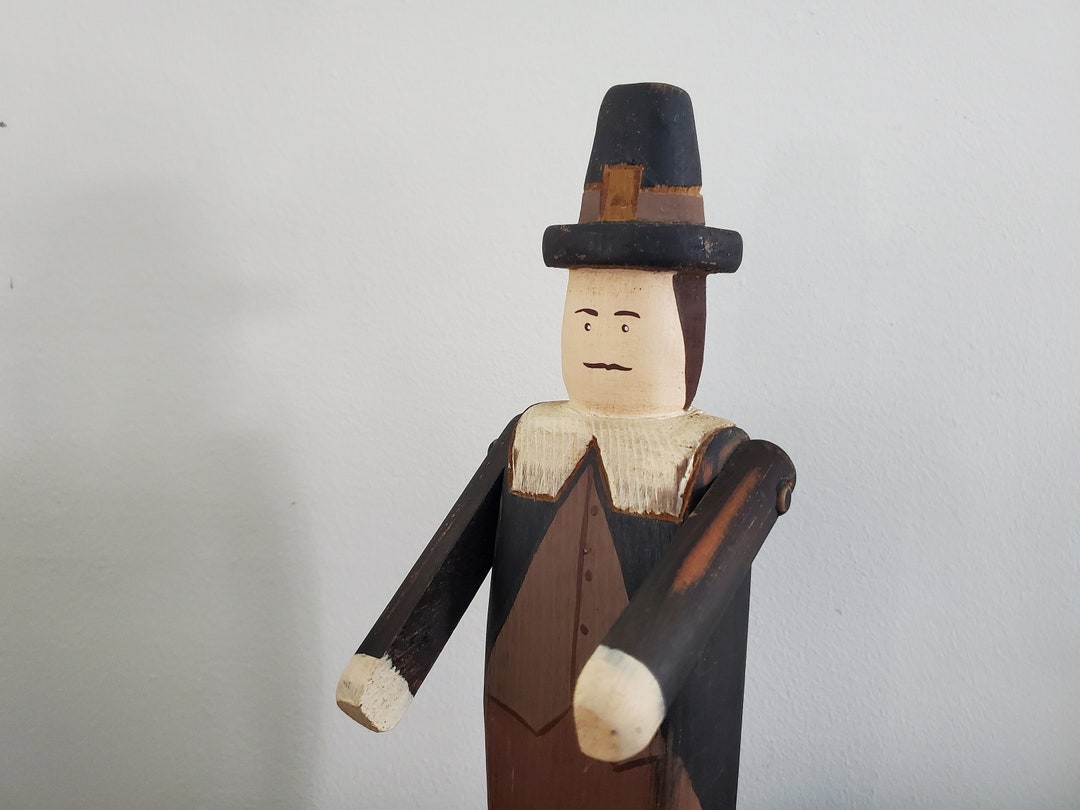 Pilgrim Figurine by Wolf Creek Folk Art Hand Carved Hand - Etsy