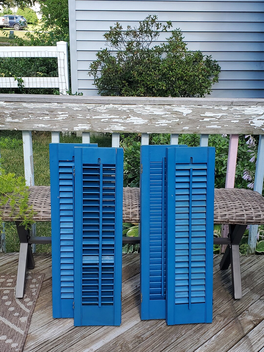 Antique Wooden Shutters Bi Fold, Vintage Wood Window Shutters, Louvered ...