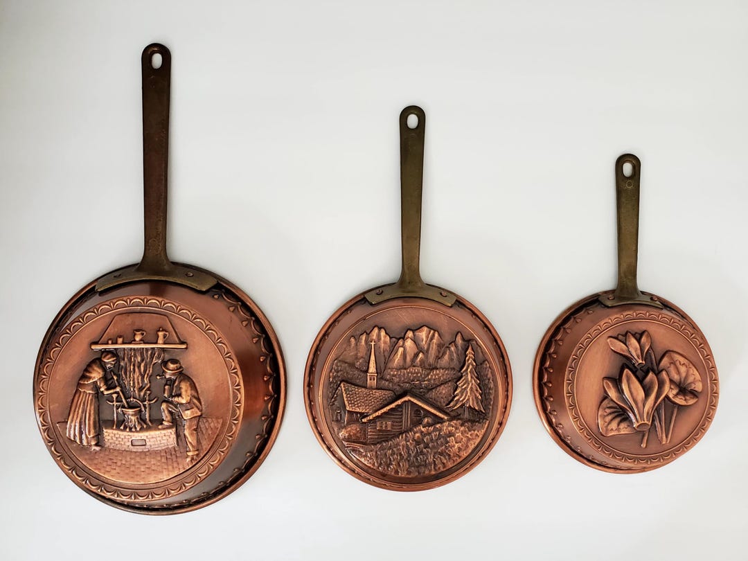 Vintage Copper Mold Pans, RARE Italian Embossed Copper Kitchen Mold ...