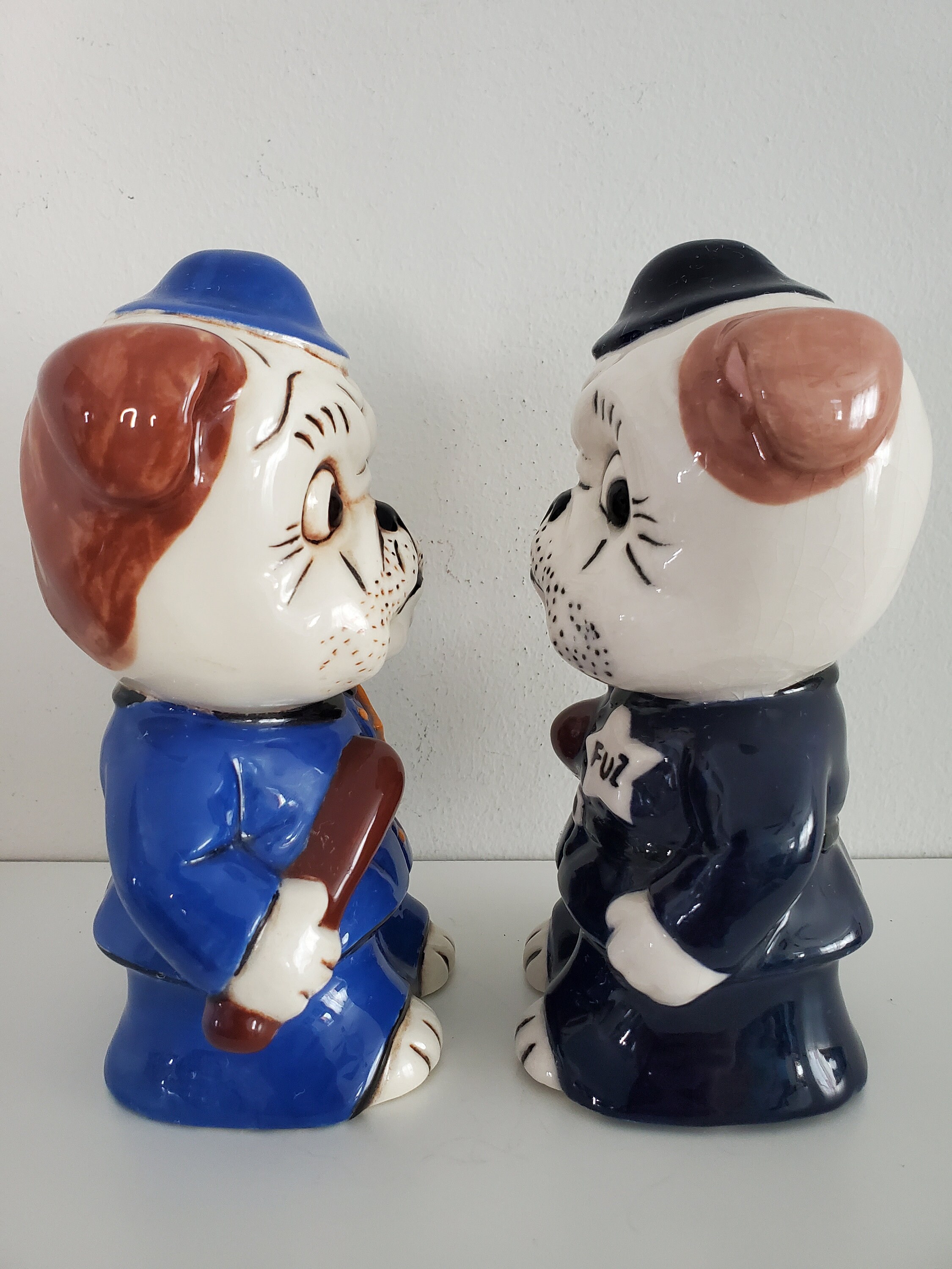 Ceramic Police Officer Dog Figurines, Vintage Dog Decor, Dog Lover Gift ...