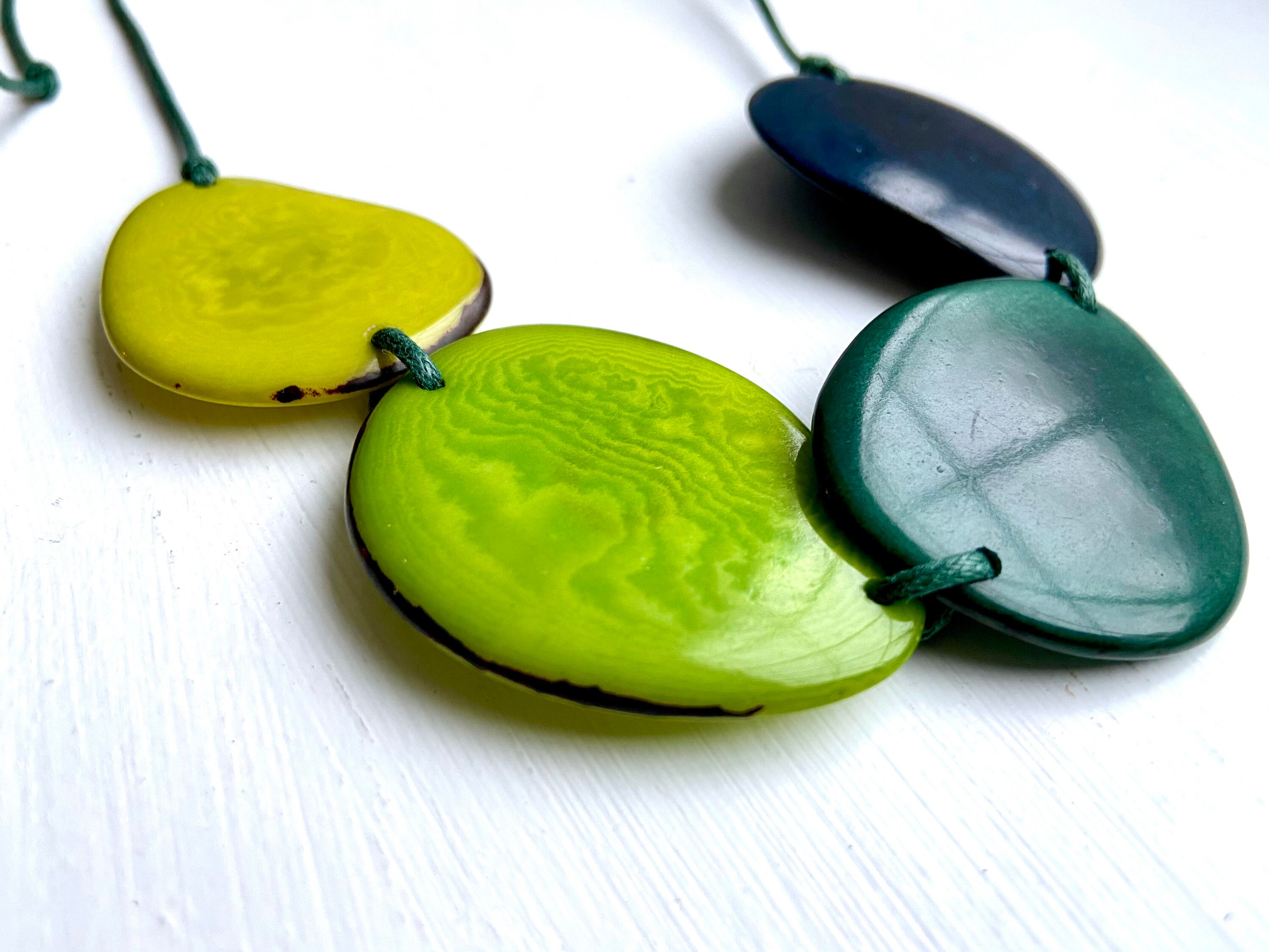 Dark Green Tagua Bead Necklace Bold Eco-friendly Jewellery - Etsy UK