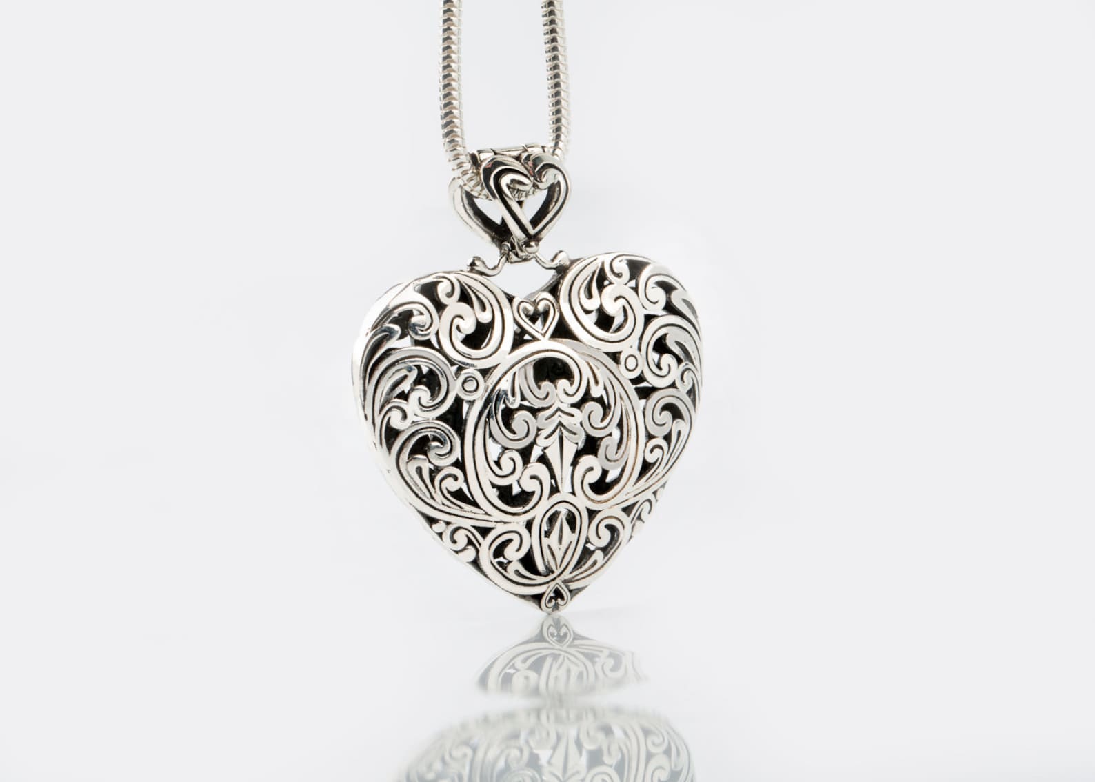 Silver Heart Pendant Ornamental Sterling Silver Heart Shaped - Etsy