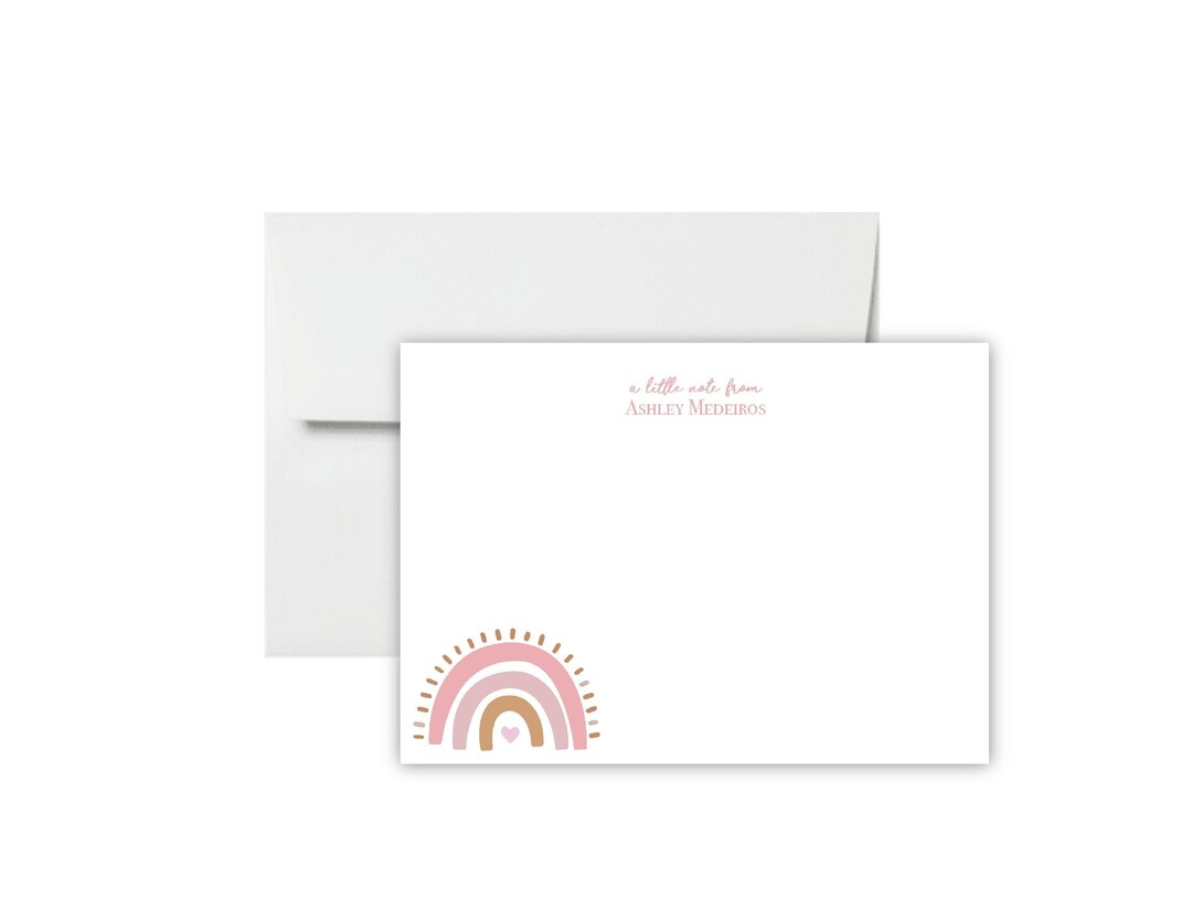 Personalized Rainbow Notecards for Girls – Kids Thank You Cards, Set of ...