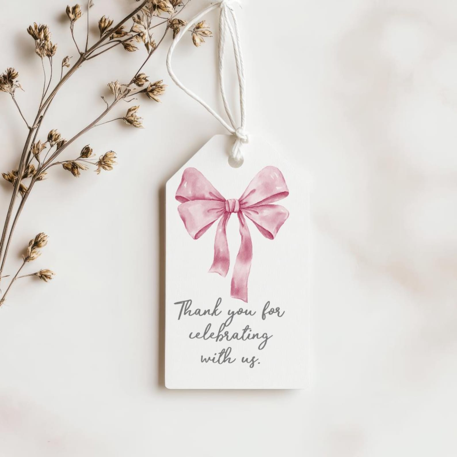 Pink Bow Favor Tags With Ribbon, Elegant Gift Tags - Etsy