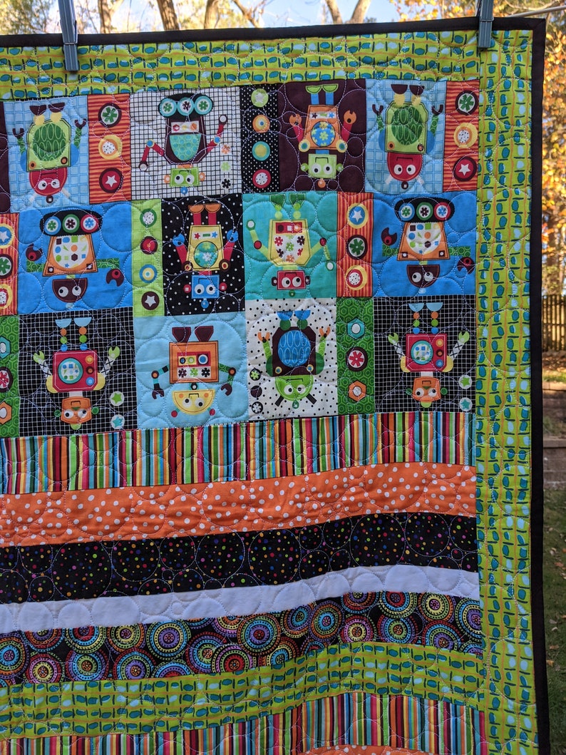 Whimsical Robot Wonderland Quilt - "perfect for Kids and Robot ...