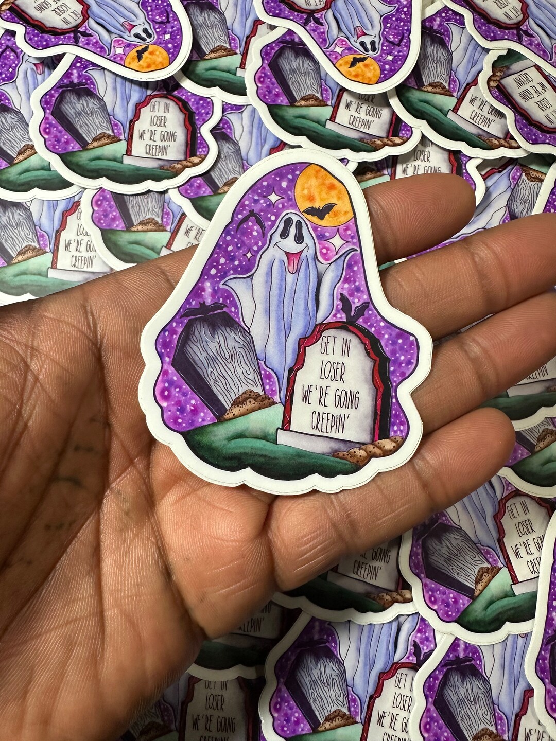 Creeping Ghost Graveyard Vinyl Sticker - Etsy