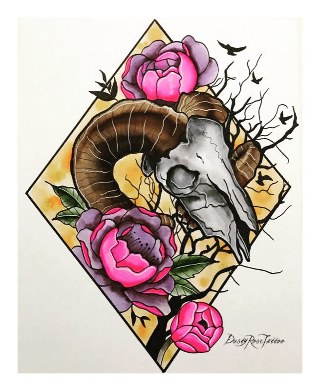 Traditional Ram Tattoo