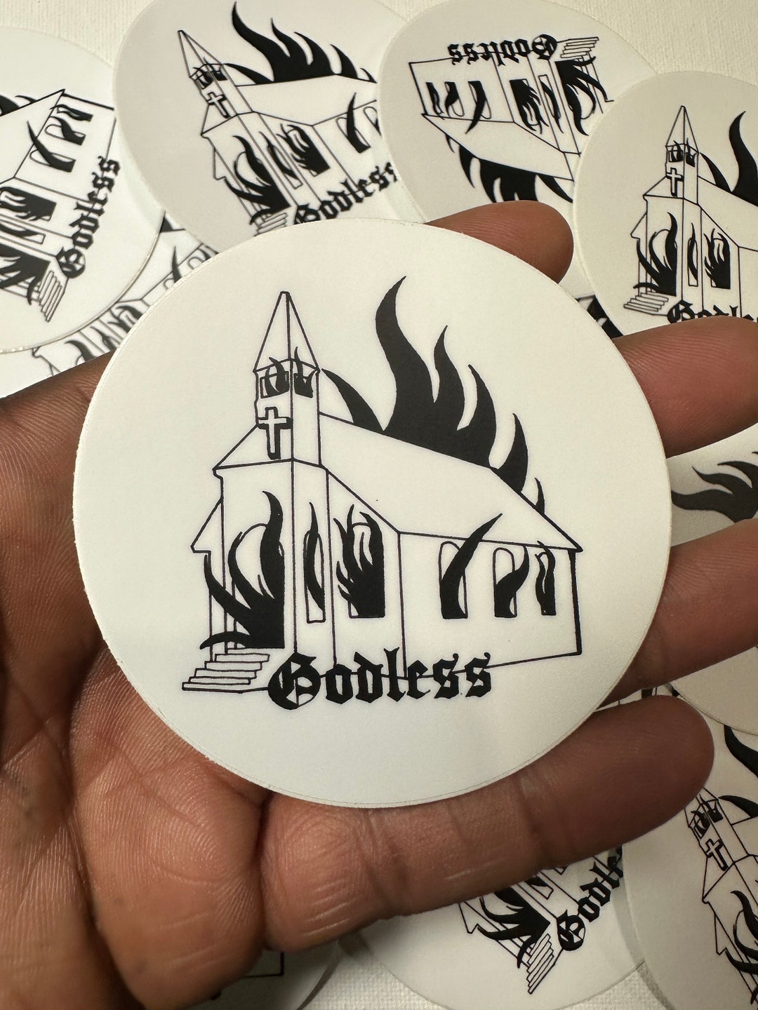 Godless Sticker/anti Christ Sticker/satanist Sticker - Etsy