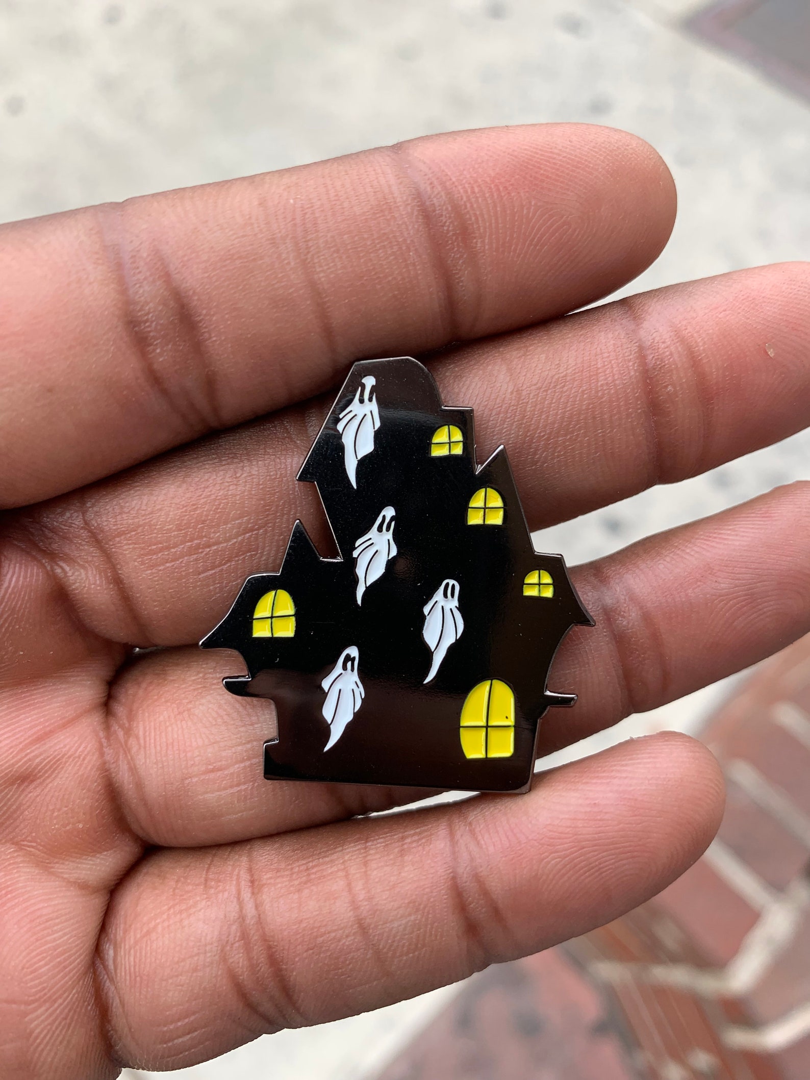 Haunted house enamel pin/haunted house pin/ghost pin/spooky | Etsy