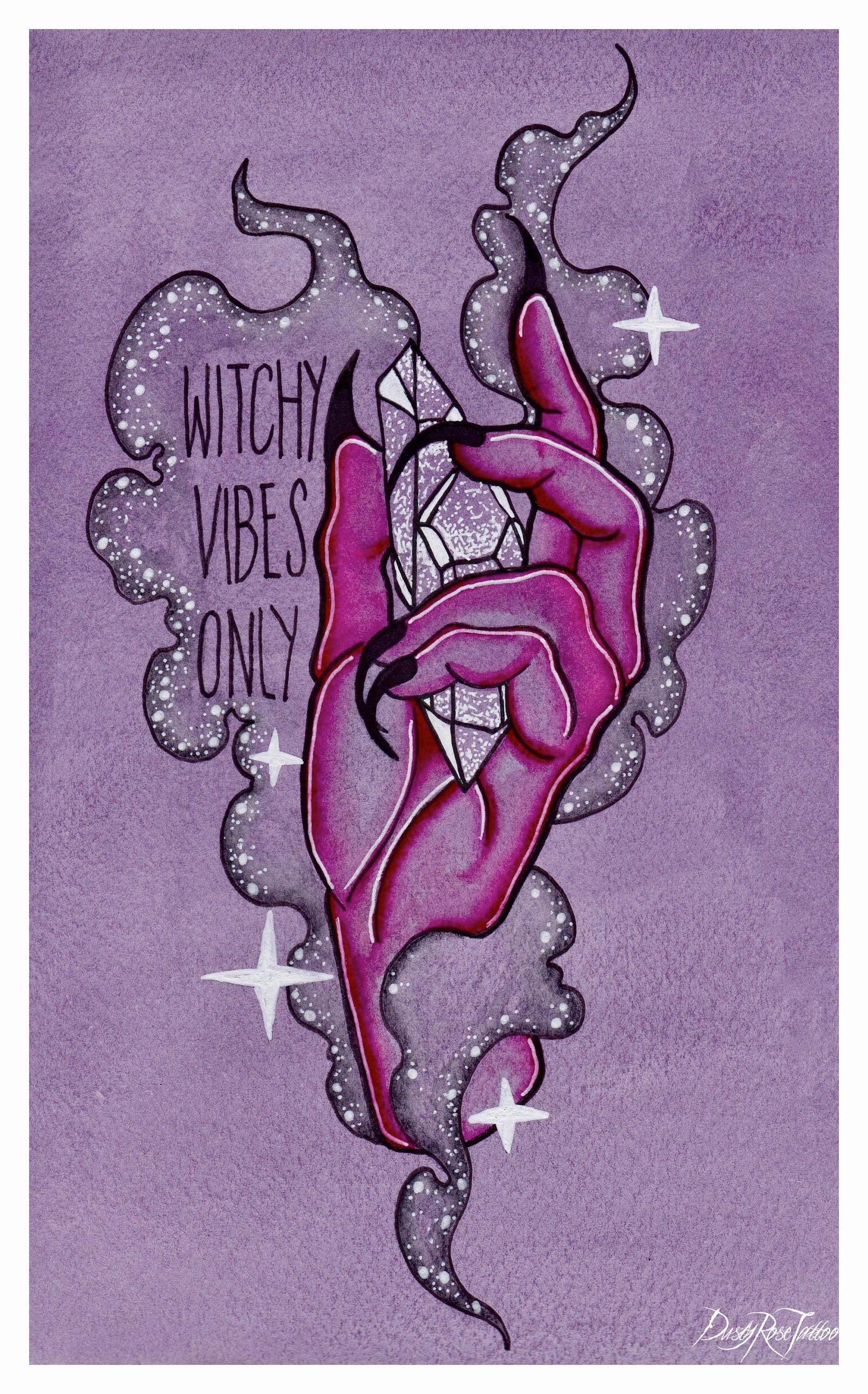 Witchy Vibes Only Original Art Print/wiccan Art/witchcraft Art/witchy ...