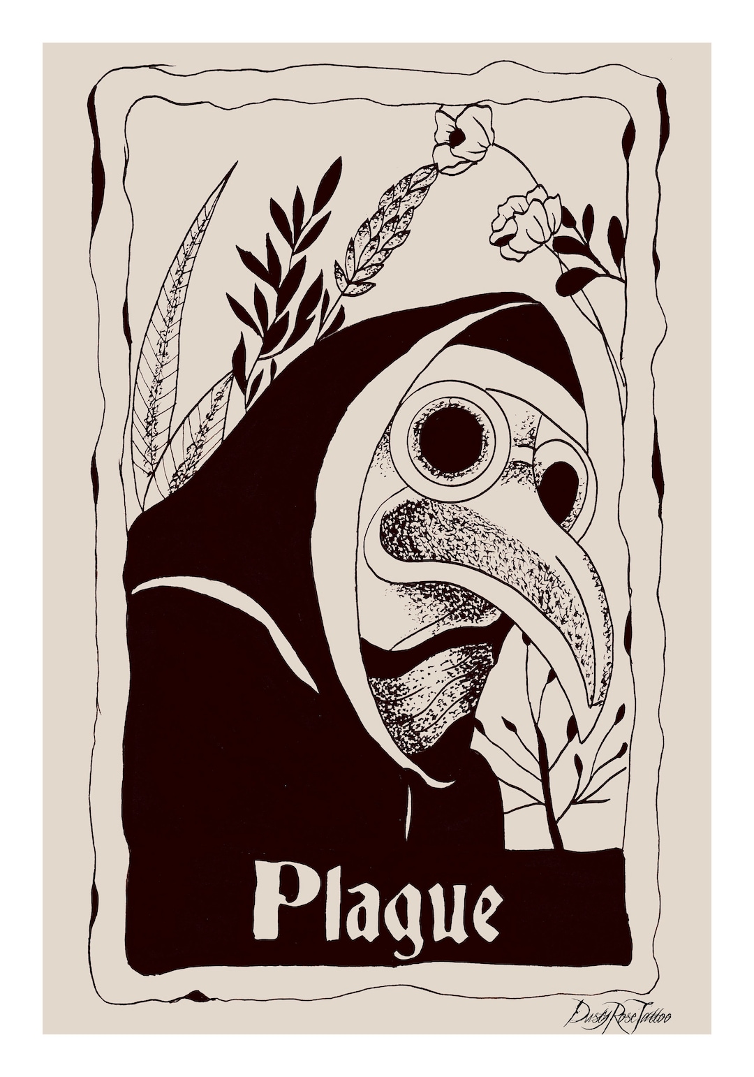 Plague Doctor Original Art Print, Plague Mask, Bubonic Plague, Death ...