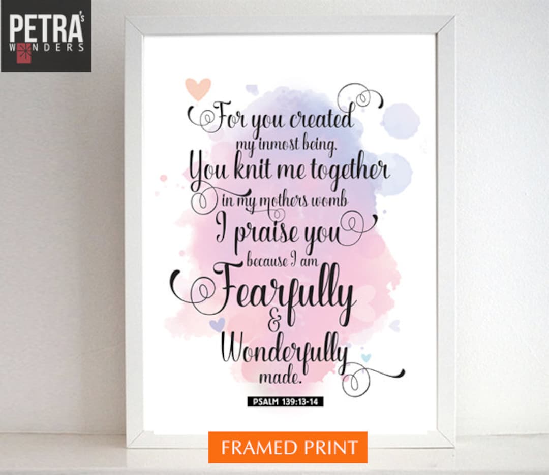 Fearfully and Wonderfully Made Print, Bible Verse Wall Art, Psalms ...