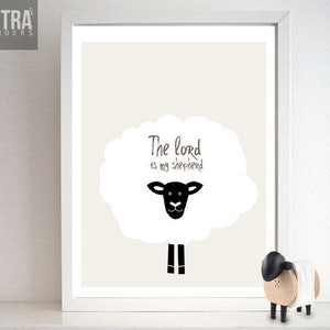 Sheep Nursery Print- Bible Verse Art- the Lord is My Shepherd Wall Art ...