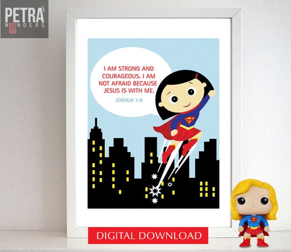 Bible Verse Print Superhero Wall Art Digital Download | Etsy