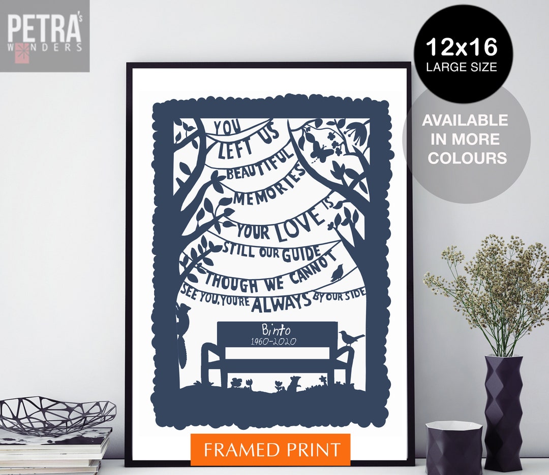 Personalised Bereavement Gift, Custom Poem Framed Print, Memorial Park ...