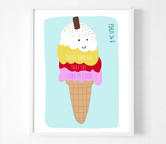 Bible Verse Nursery Print Ice Cream Wall Art Christian Decor | Etsy