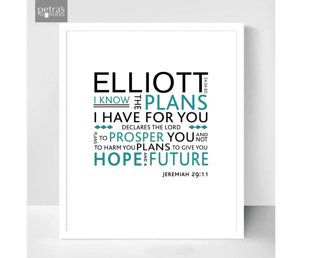 Jeremiah 29:11 I Know the Plans I Have for You Personalised | Etsy