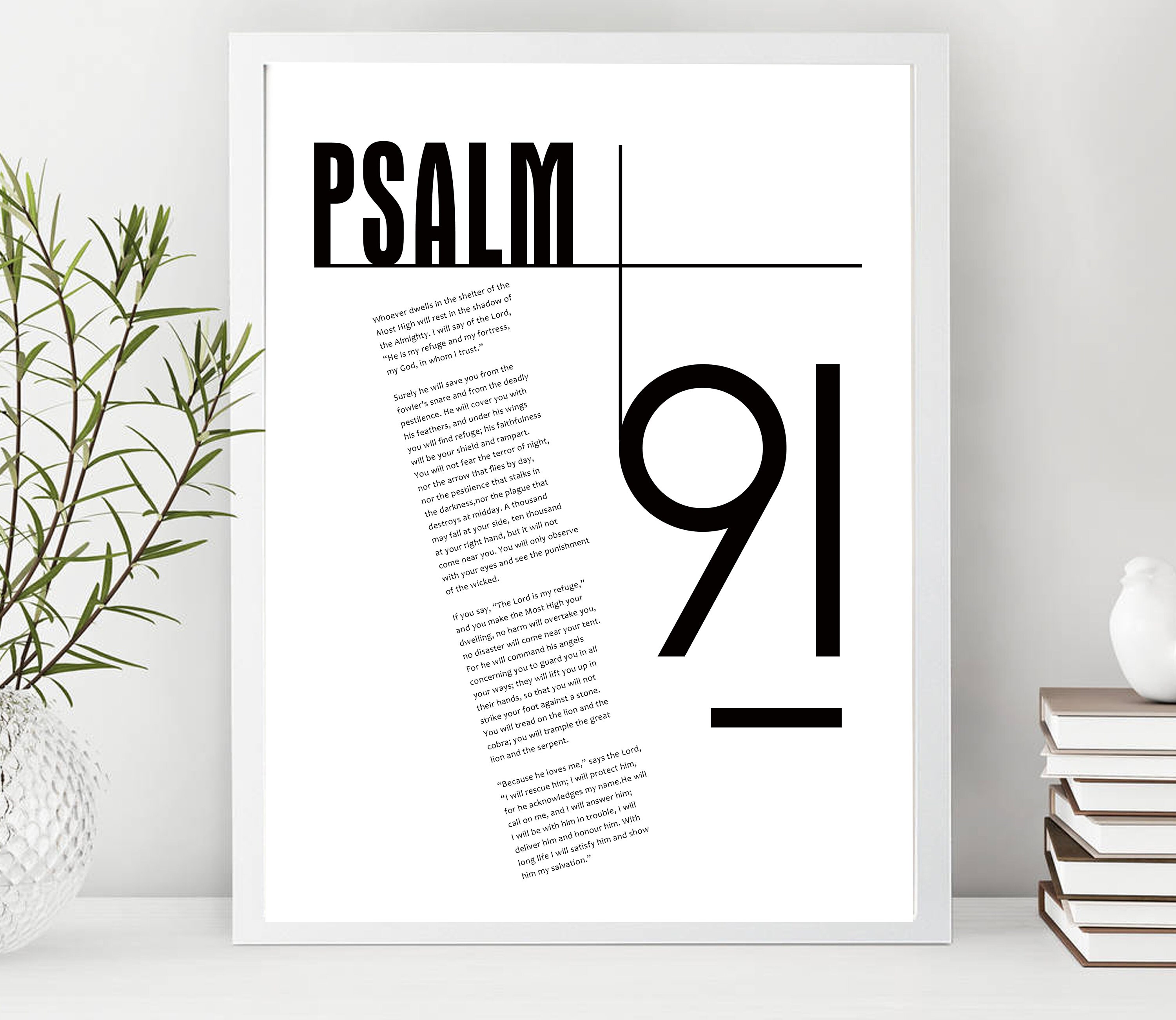 Psalm 91 Christian Wall Art Bible Verse Print Minimal - Etsy