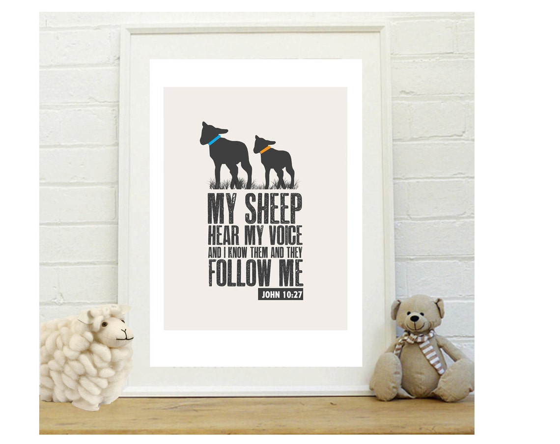 Bible Verse Art Sheep Print Nursery Playroom Kids Wall Art - Etsy
