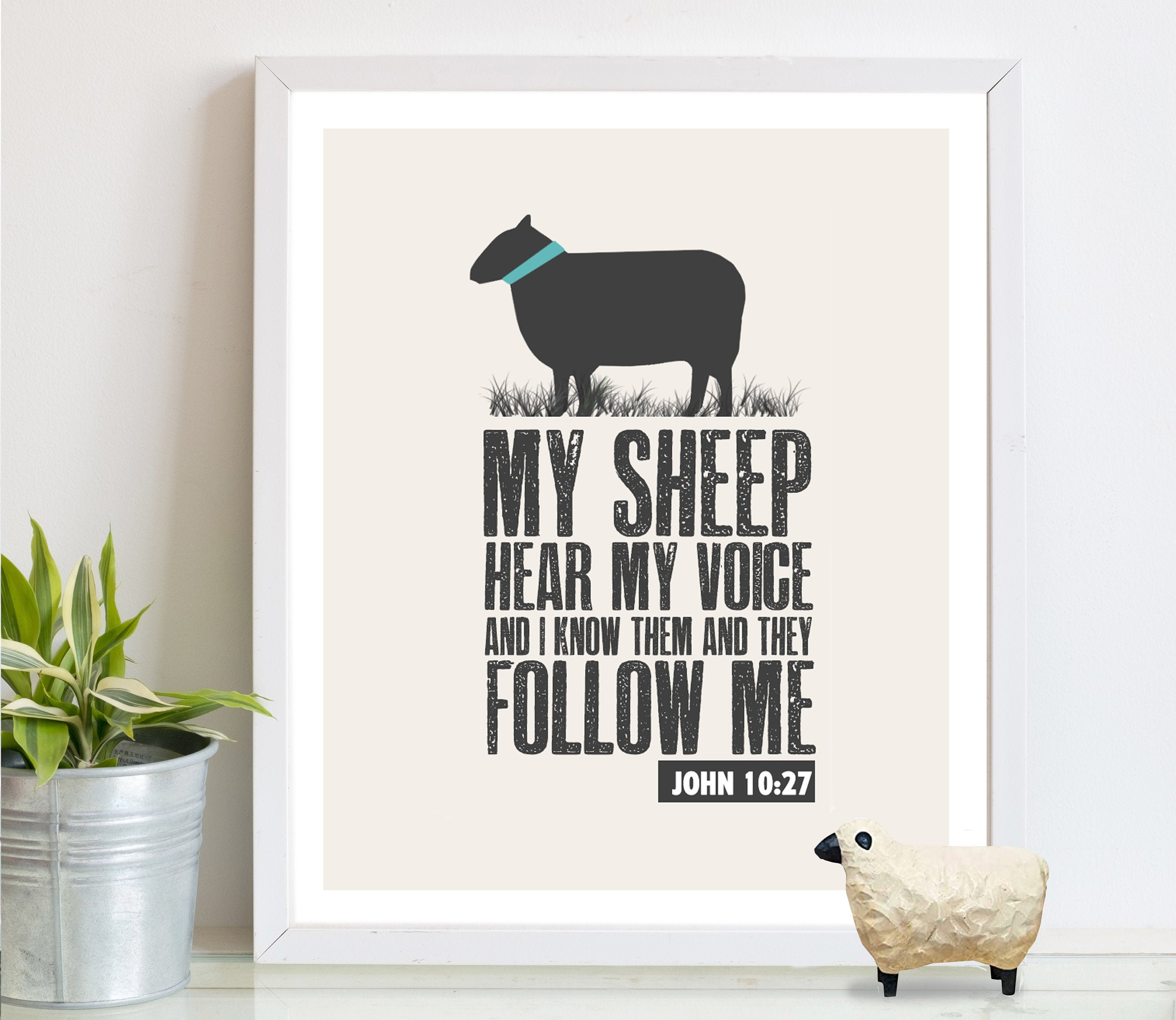 Kids Bible Verse Wall Art/ Sheep Print / Scripture Art / Animal Framed ...