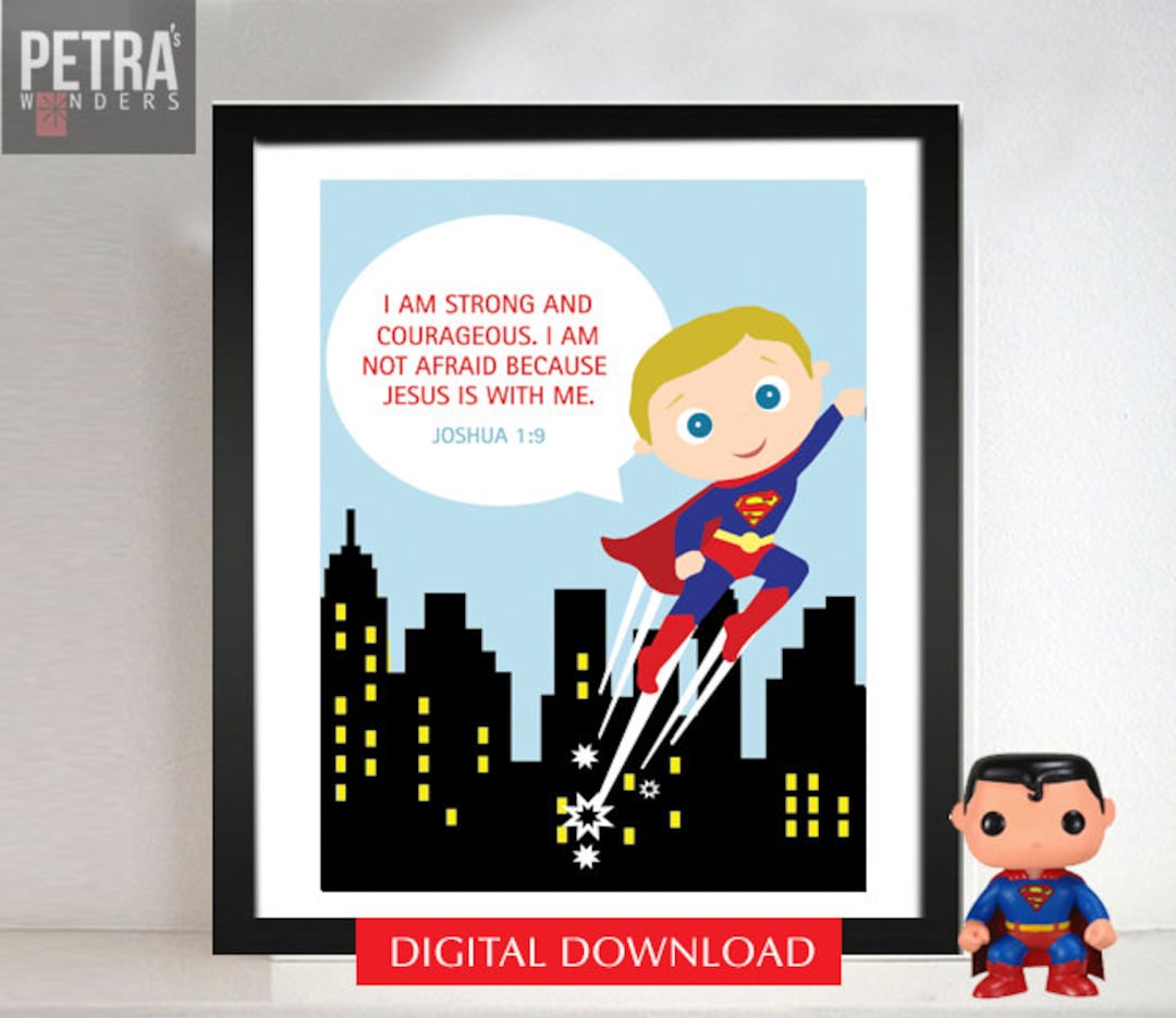 Superhero Wall Art | Bible Verse Wall Art Printable | Boys Room ...