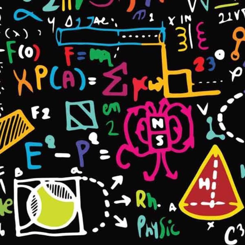 Math Fabric Mathematic Blackboard Print Math Geometry Fabric | Etsy