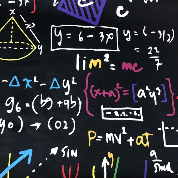 Mathematics Blackboard Print Math Geometry Fabric | Etsy